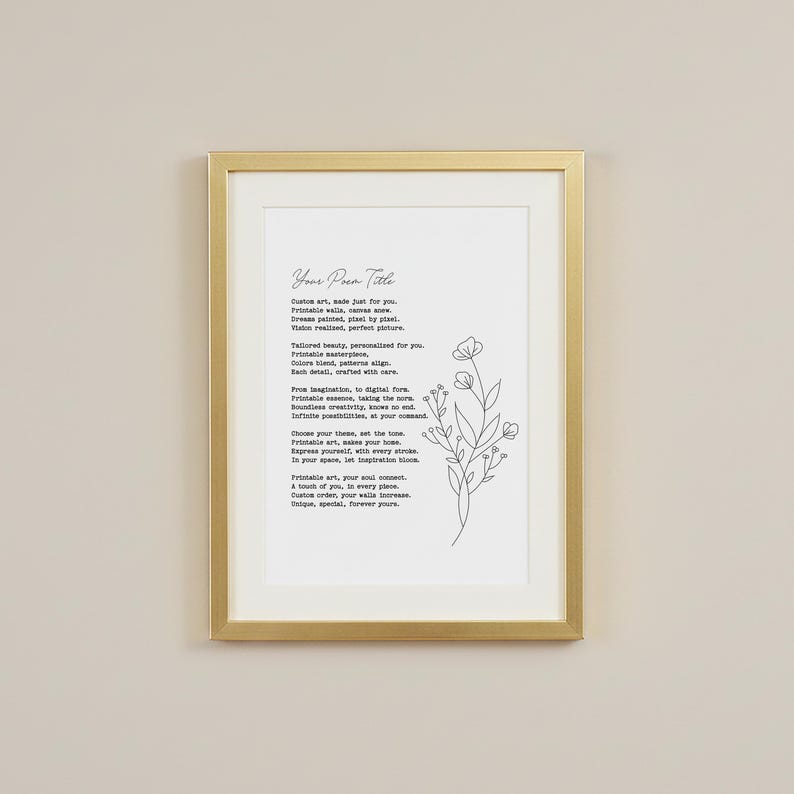 Custom Poem Print, Customizable Poem, One of A Kind Poem Decor ...