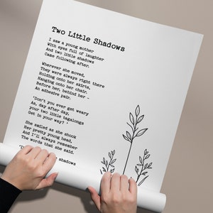 Unique Gift for Mom | Two Little Shadows Poem | Nursery Poem Print ...