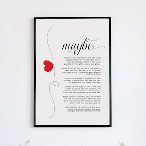 Maybe Poem Print 2nd Anniversary Gift Fiancé Gift for Her Love Poem ...