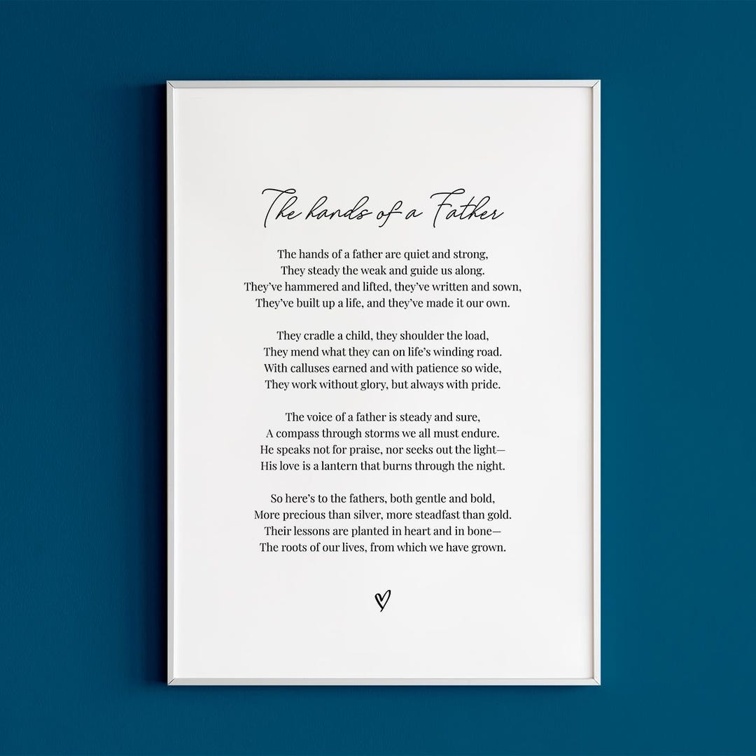 The Hands of a Father Poem Print | Father's Day Gift | Unique Gift for ...