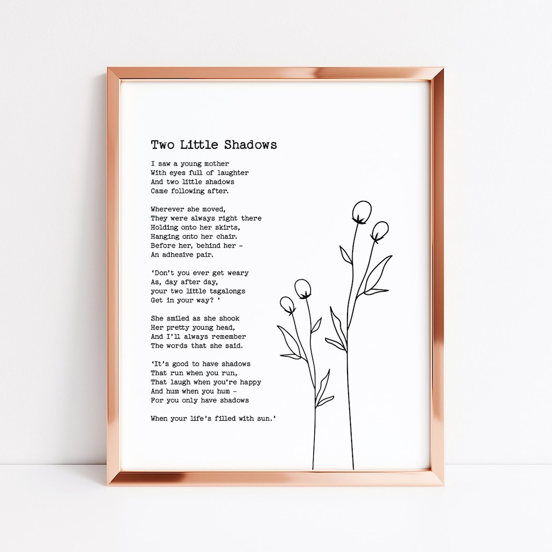 Two Little Shadows Poem About A Mother New Mom Gift Printable Wall Art ...