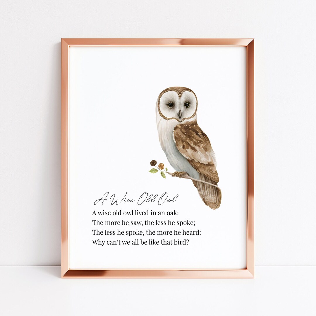 Digital Wall Art Wise Old Owl Poem - Etsy