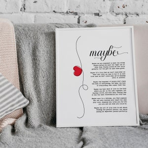 Maybe Poem Print 2nd Anniversary Gift Fiancé Gift for Her Love Poem ...