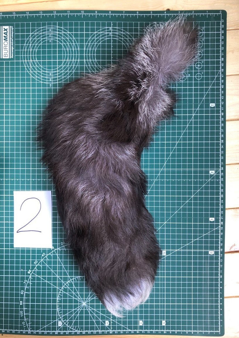 Natural Tail Silver Fox Real Fox Tail Fur Silver Fox Crafting Fur ...