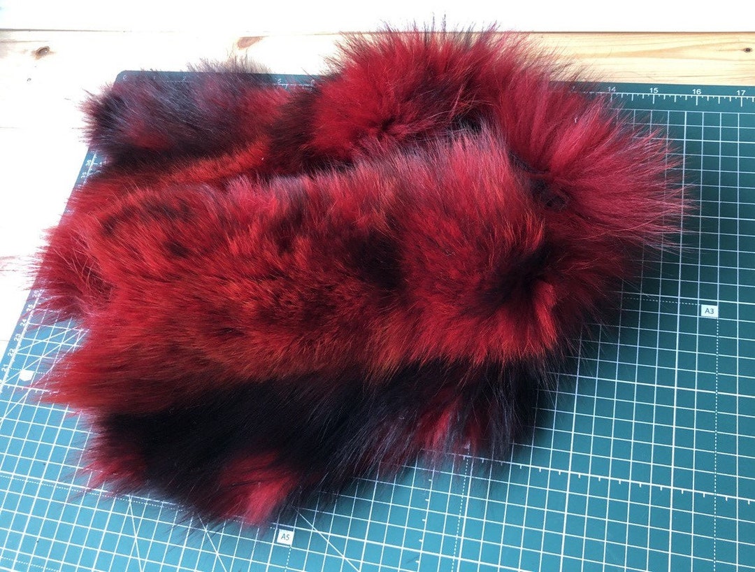 Red and Black Fur Real Arctic Fox Red-black Fur Coat Real Fur Crafting ...
