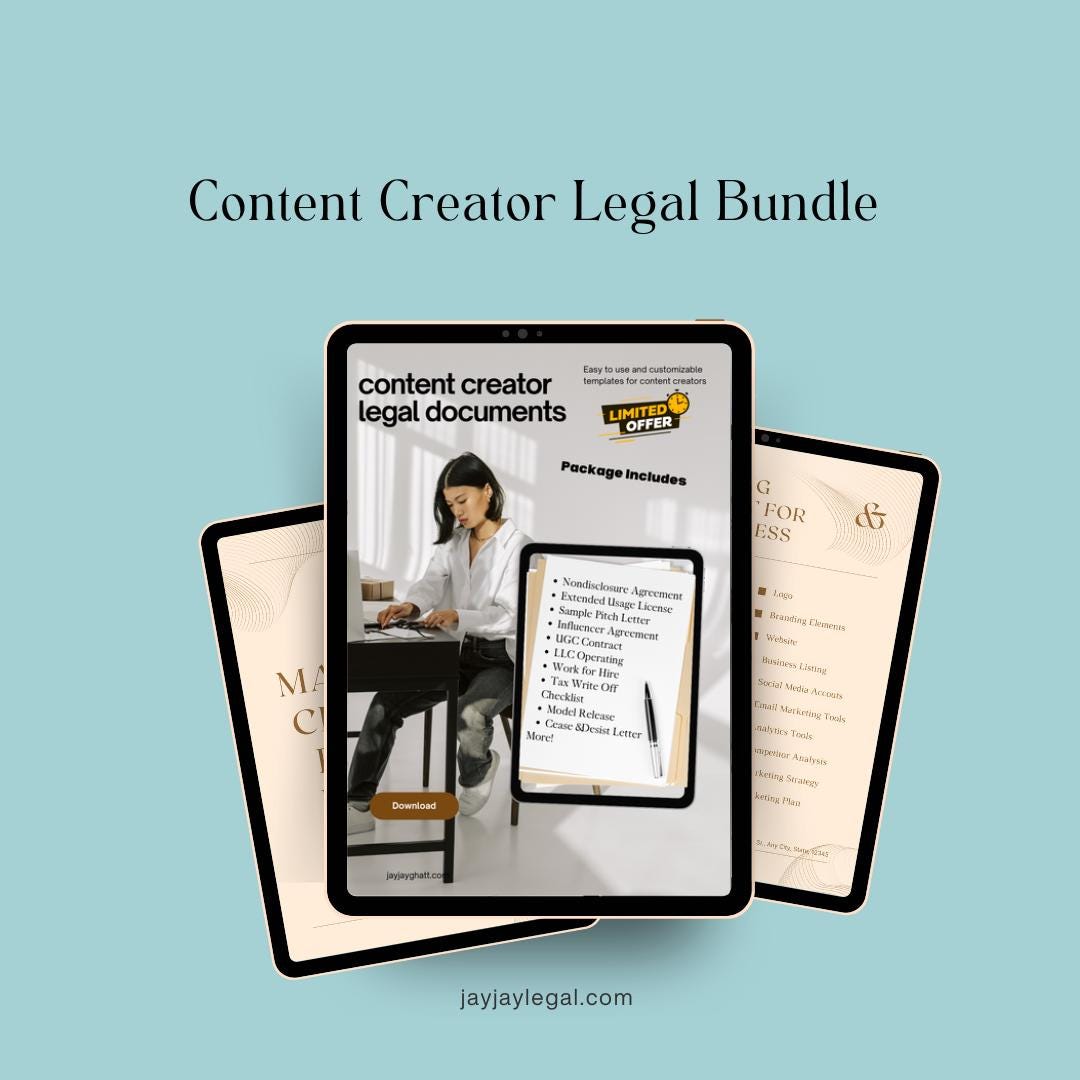 Content Creator Legal Templates Bundle - Etsy
