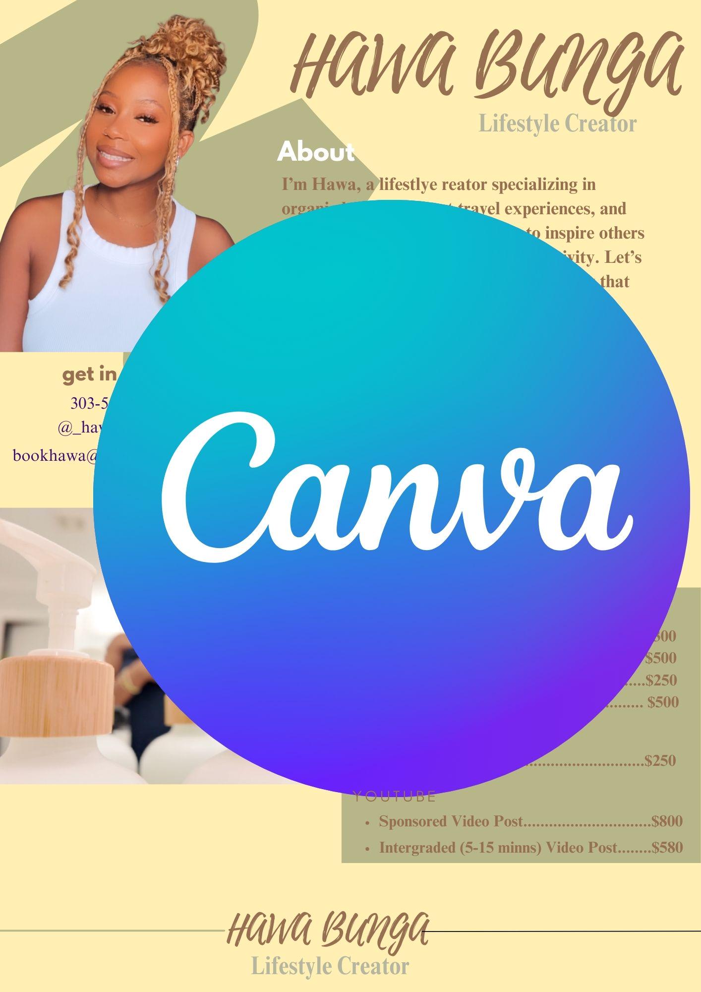 Influencer Rate Sheet, Influencer Rate Card, Price Sheet Canva Template ...