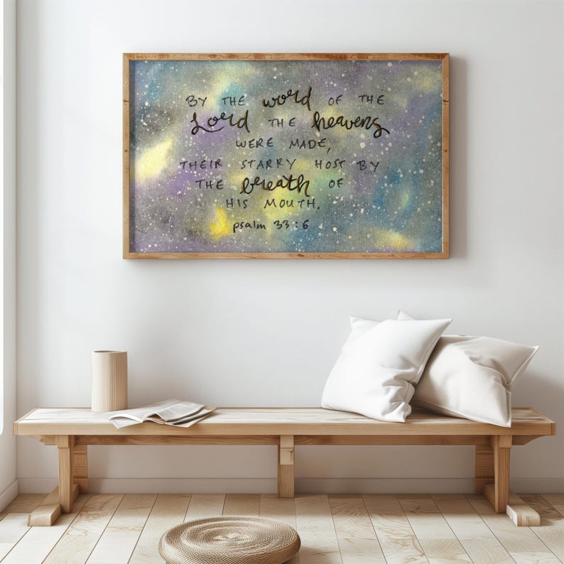 Psalm 33:6 Bible Verse Wall Art Digital Print Galaxy Starry Sky ...
