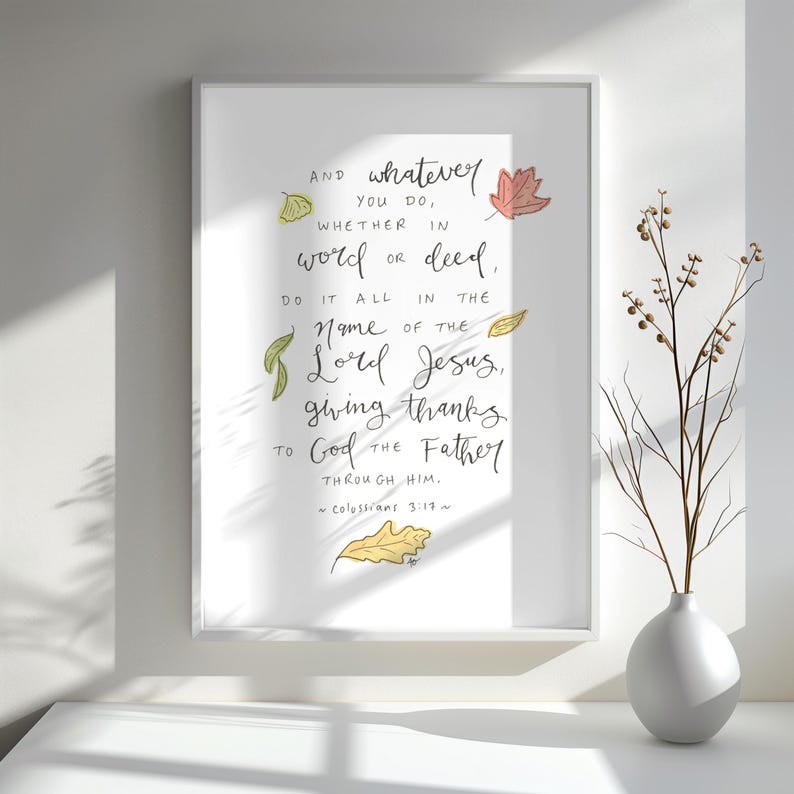 Colossians 3:17 Bible Verse Wall Art Digital Print | Scripture Painting ...