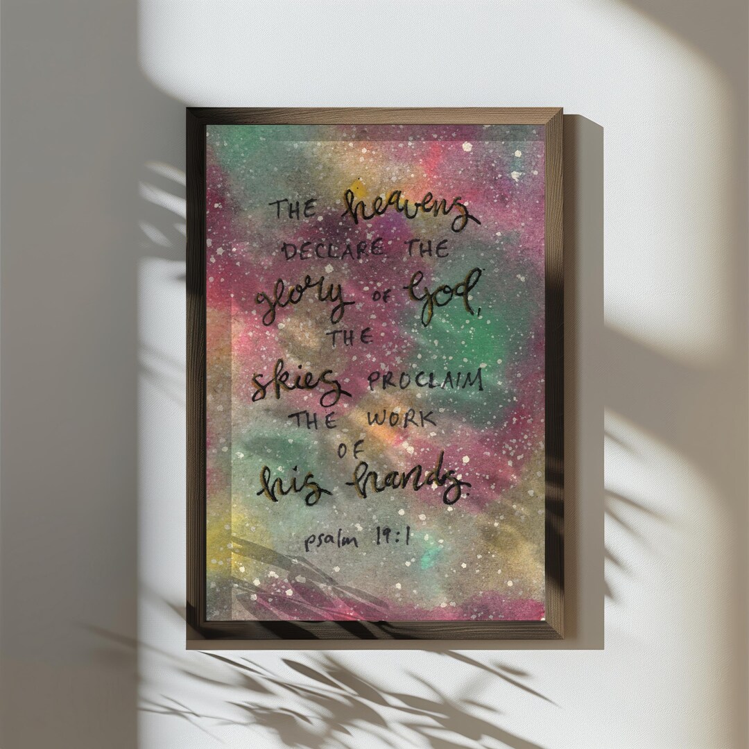 Psalm 19:1 Bible Verse Wall Art Digital Print Galaxy Starry Sky ...