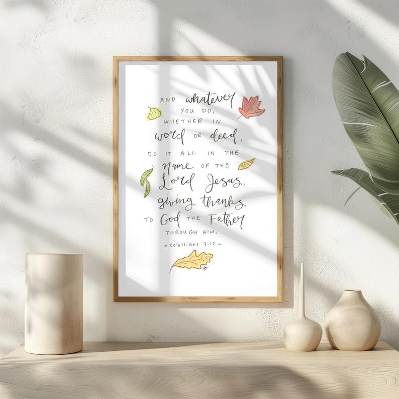 Colossians 3:17 Bible Verse Wall Art Digital Print | Scripture Painting ...
