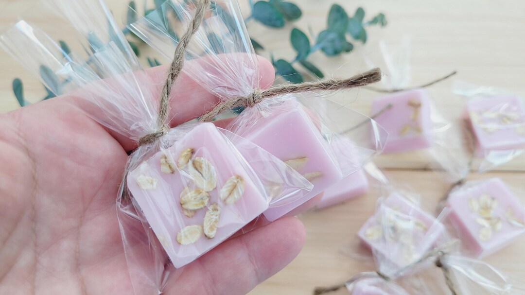 10-60pcs Lovely Small Oatmeal Soaps Handmade Thank You Favors Mini Soap ...