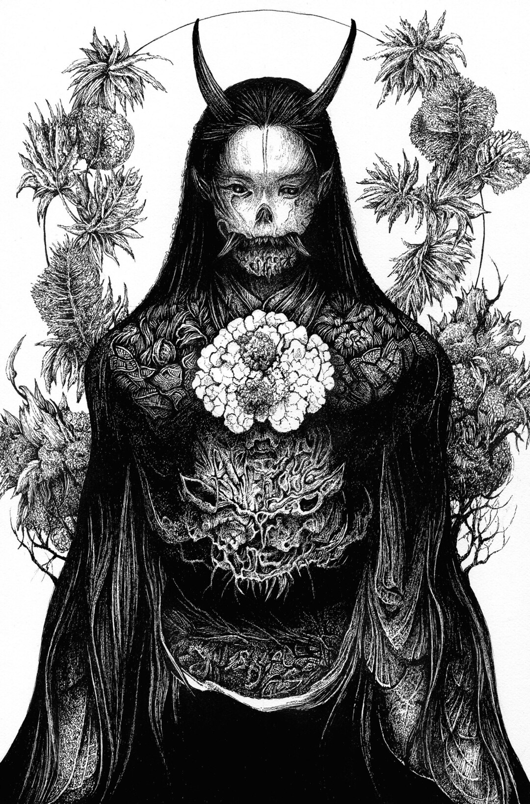 Oni Pen and Ink Traditional Han Drawing Art - Etsy