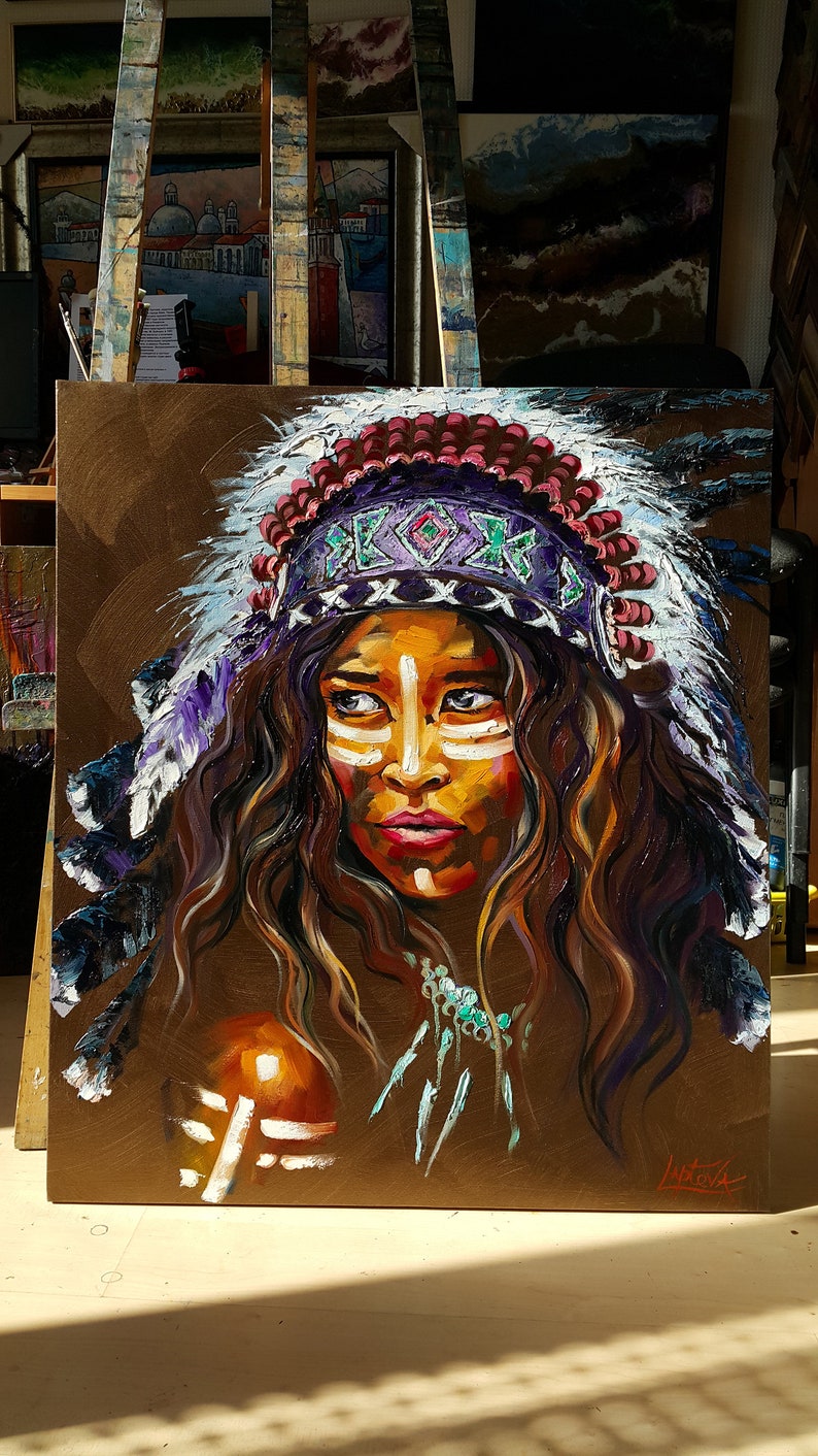 American Indians Girl Woman-warrior Art Native Americans | Etsy