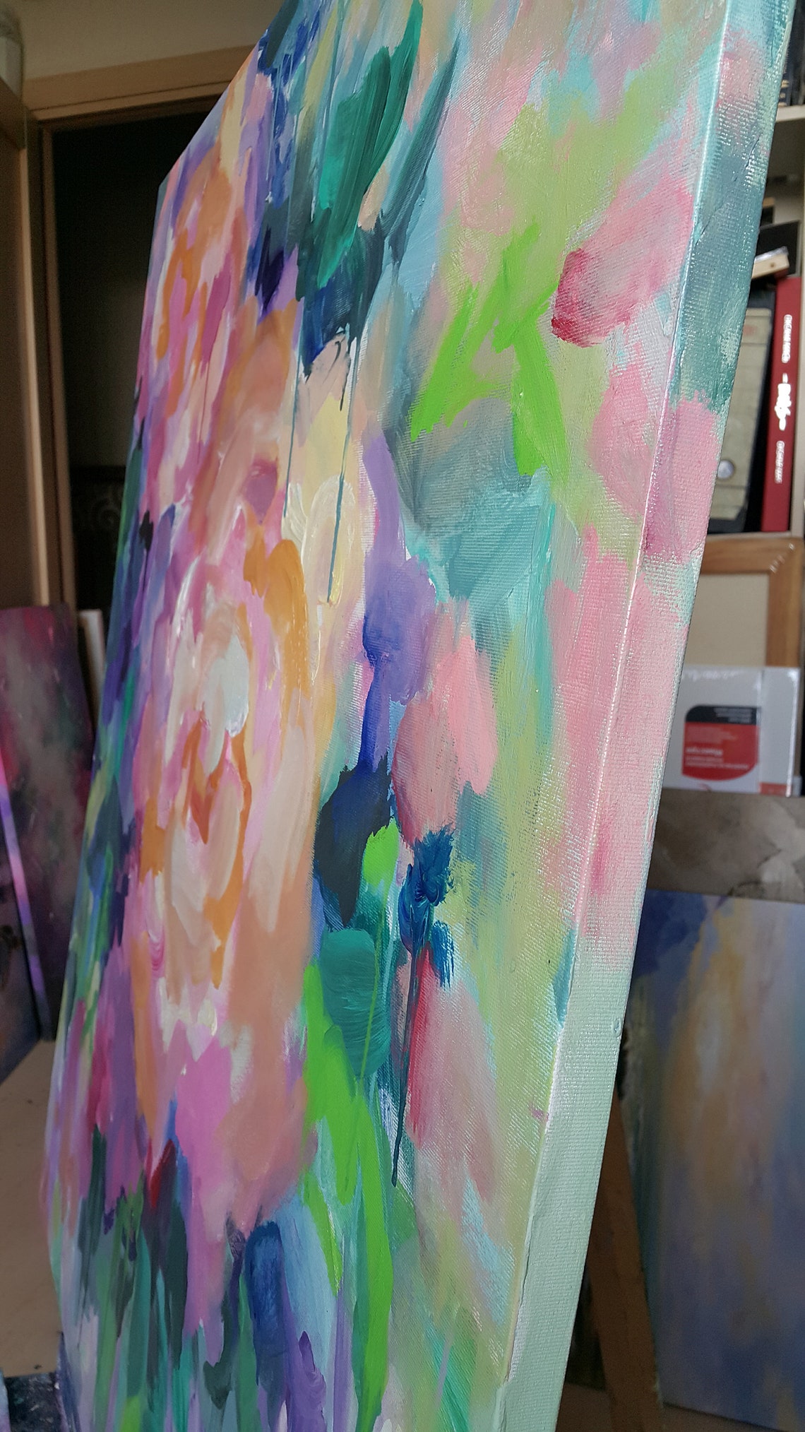 Abstract Original Acrylic Painting Roses Pink Flowers - Etsy