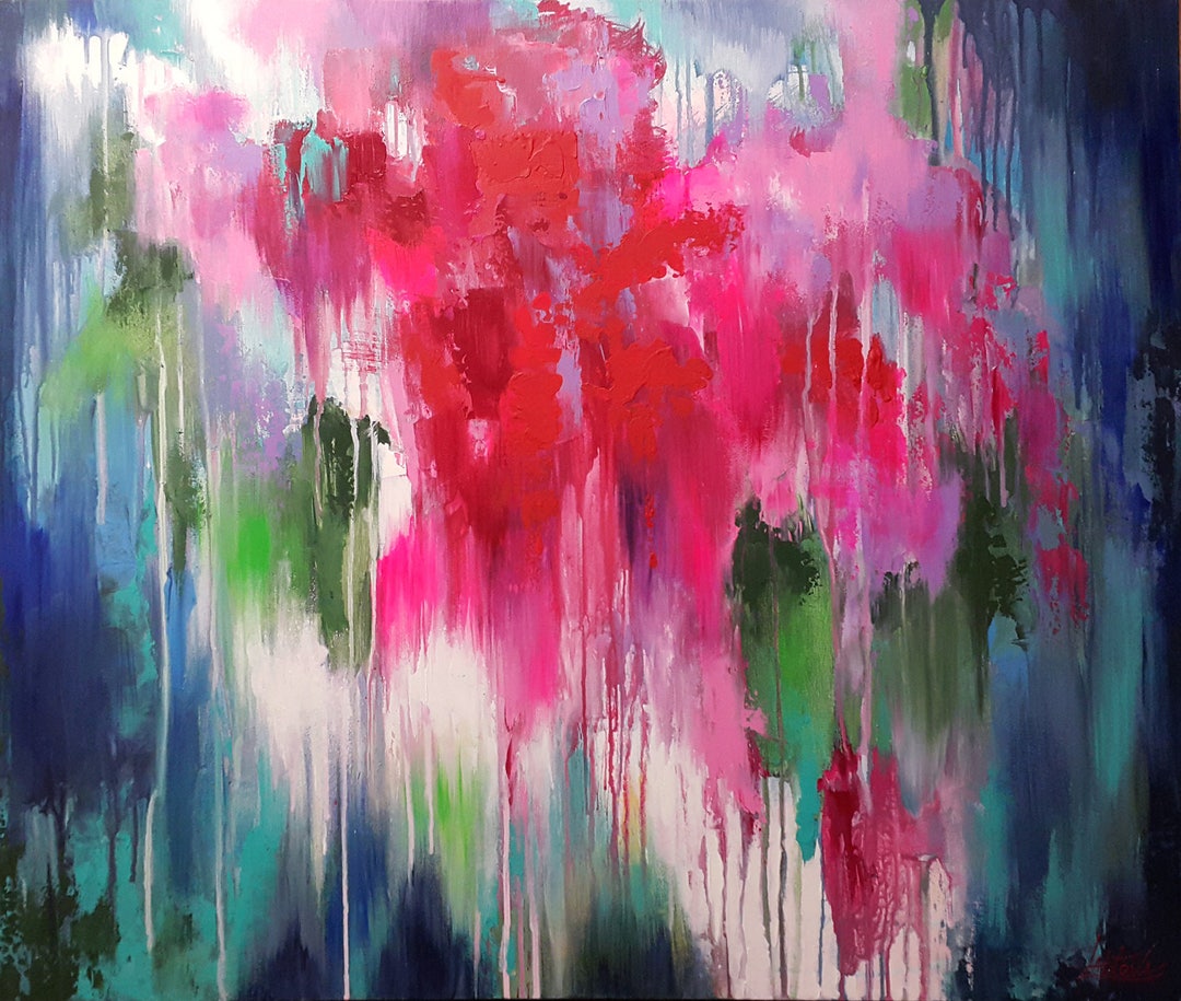 Abstract Painting Original Emotion of Feelings , Red Blue, Large ...