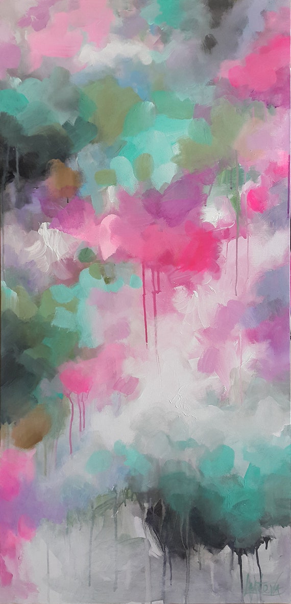 Abstract Painting Spring Awakening Flowers Painting Canvas - Etsy