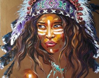 Female Native Painting - Etsy