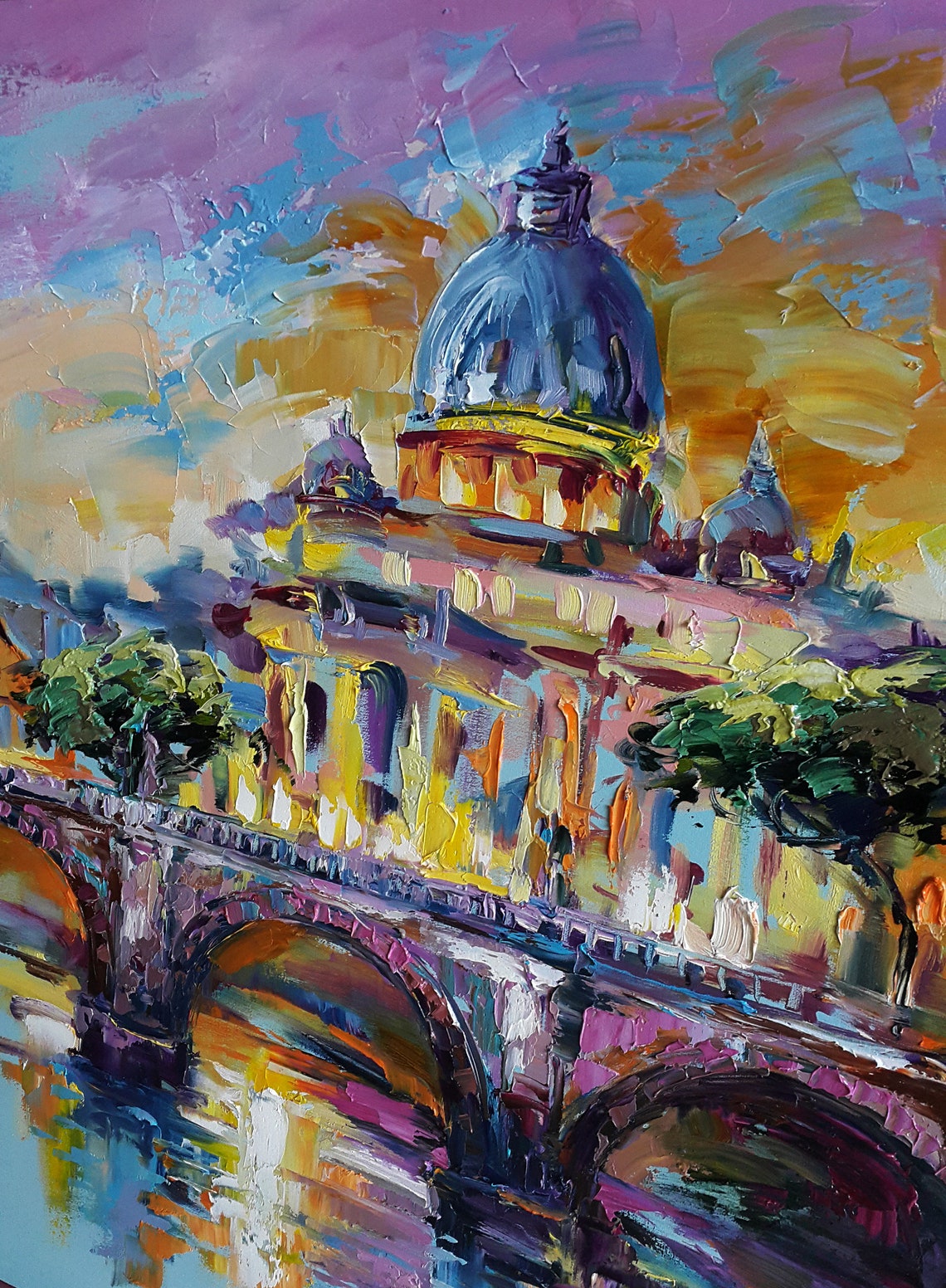 Evening in Rome Painting italy cityscape Roma original | Etsy
