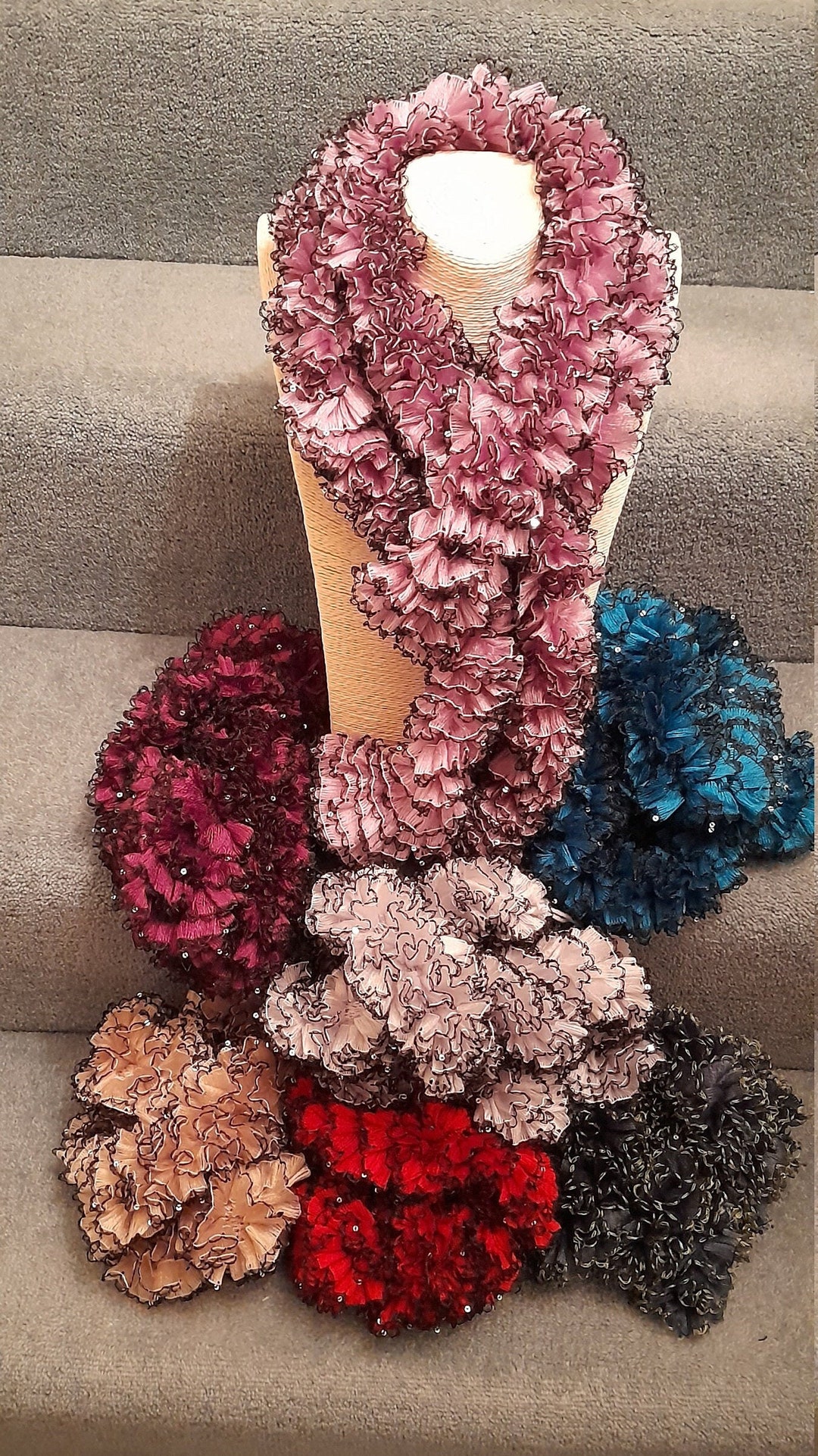 Sequinned Knitted Boa Scarf, Stylish, Elegant Scarf, Gift for Her ...