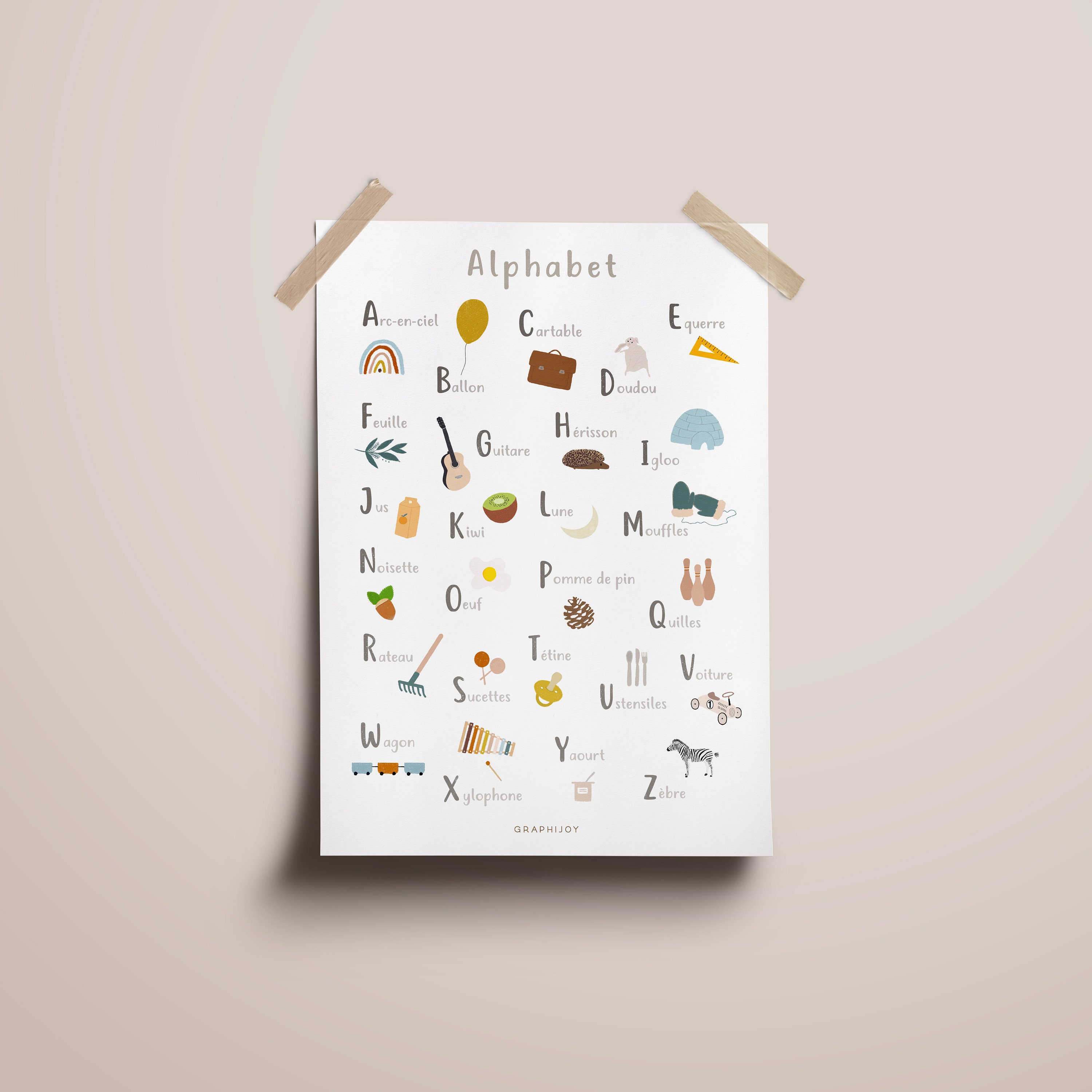 Illustrated Alphabet Poster for Kids Educational Wall Decor - Etsy UK