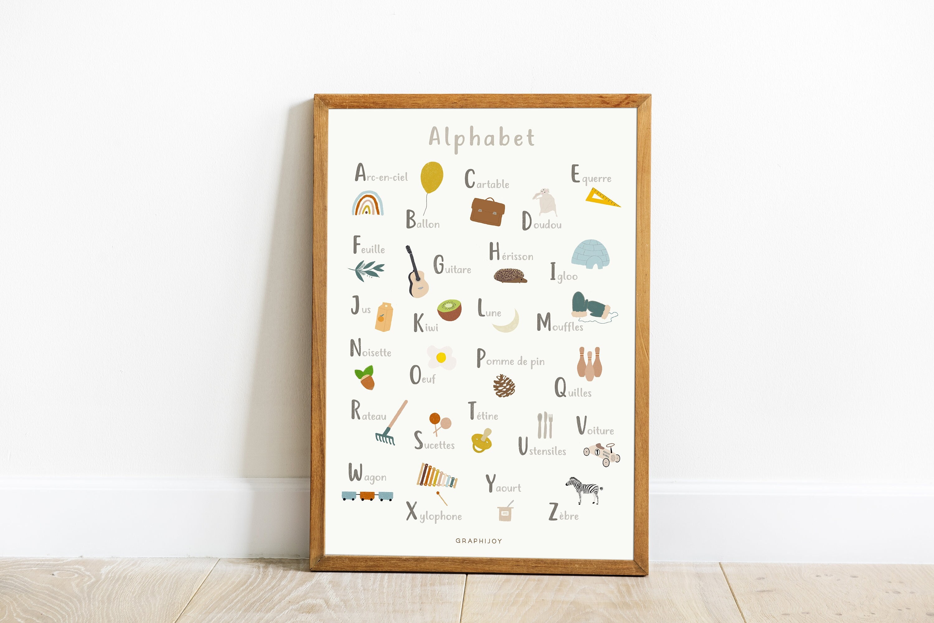 Illustrated Alphabet Poster for Kids Educational Wall Decor - Etsy UK