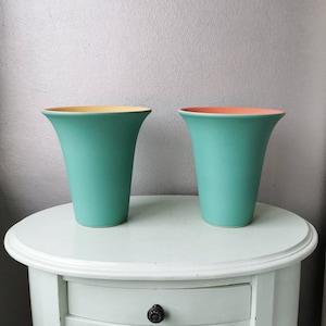 Set of 2 Colorful Vintage Vases 80s | Etsy