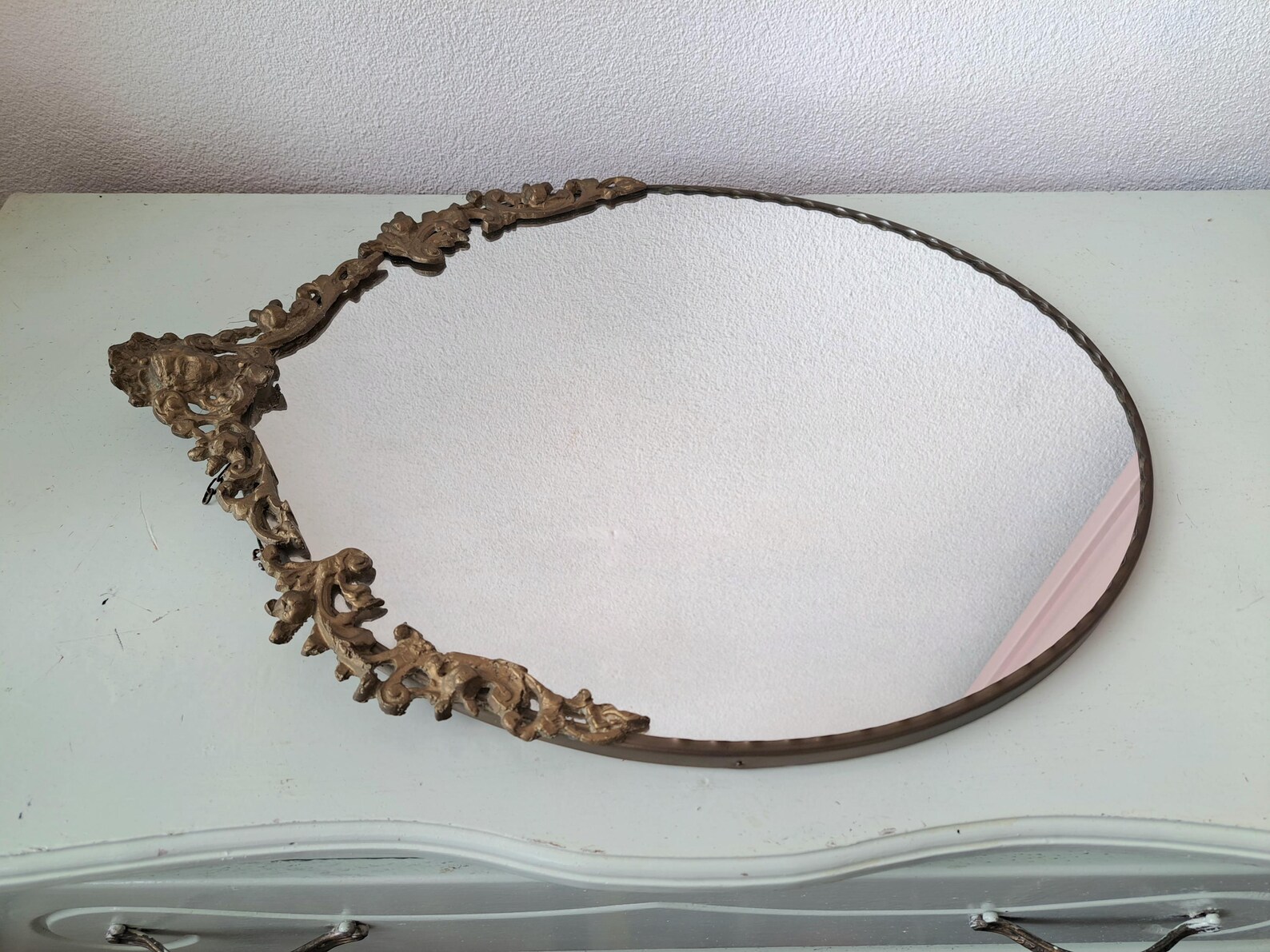 Art Deco Style Cast Iron Oval Mirror, 1960s - Etsy