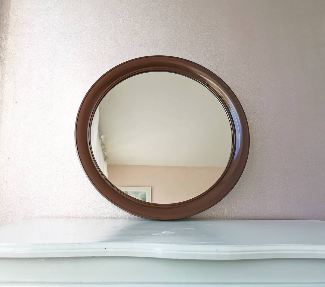 Vintage Plastic Round Brown Mirror, 80s - Etsy