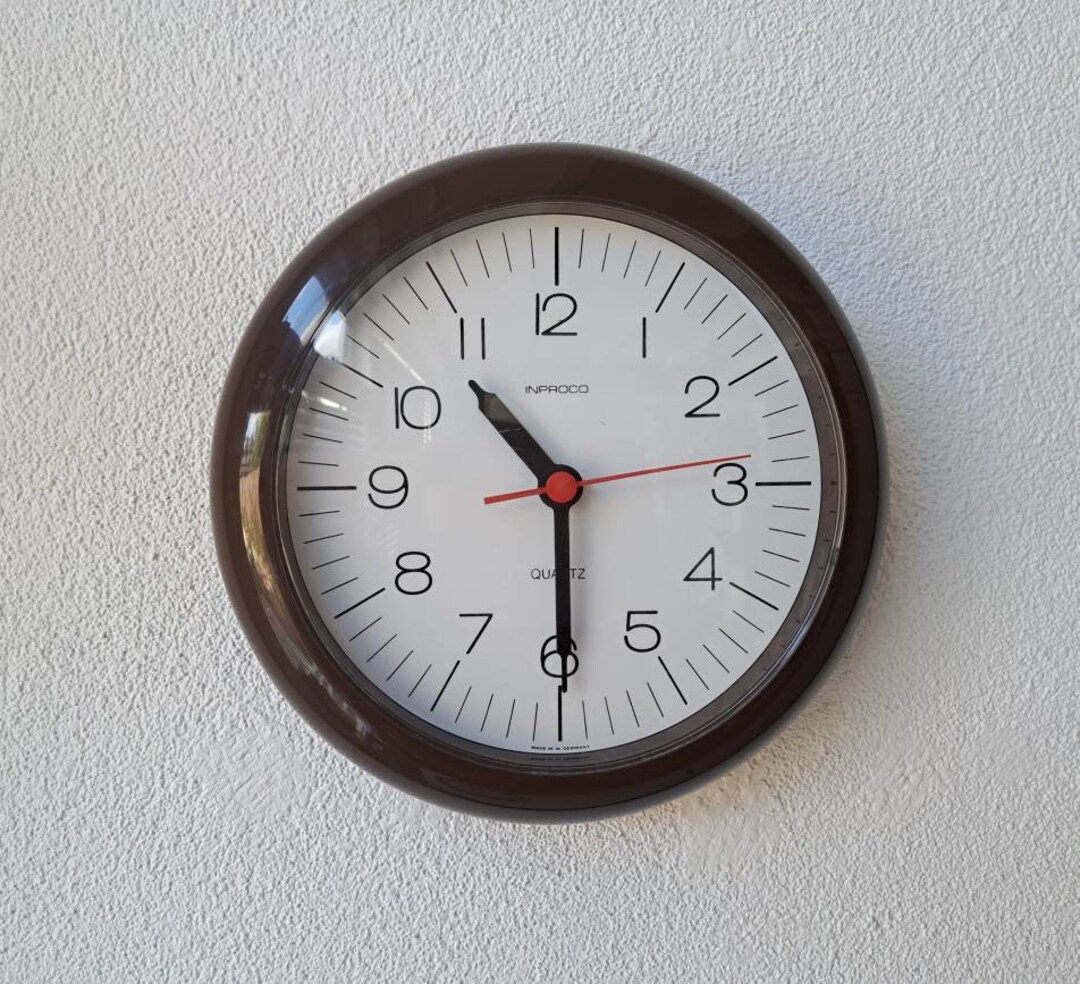 Vintage Plastic Brown Wall Clock Inproco, 70s - Etsy