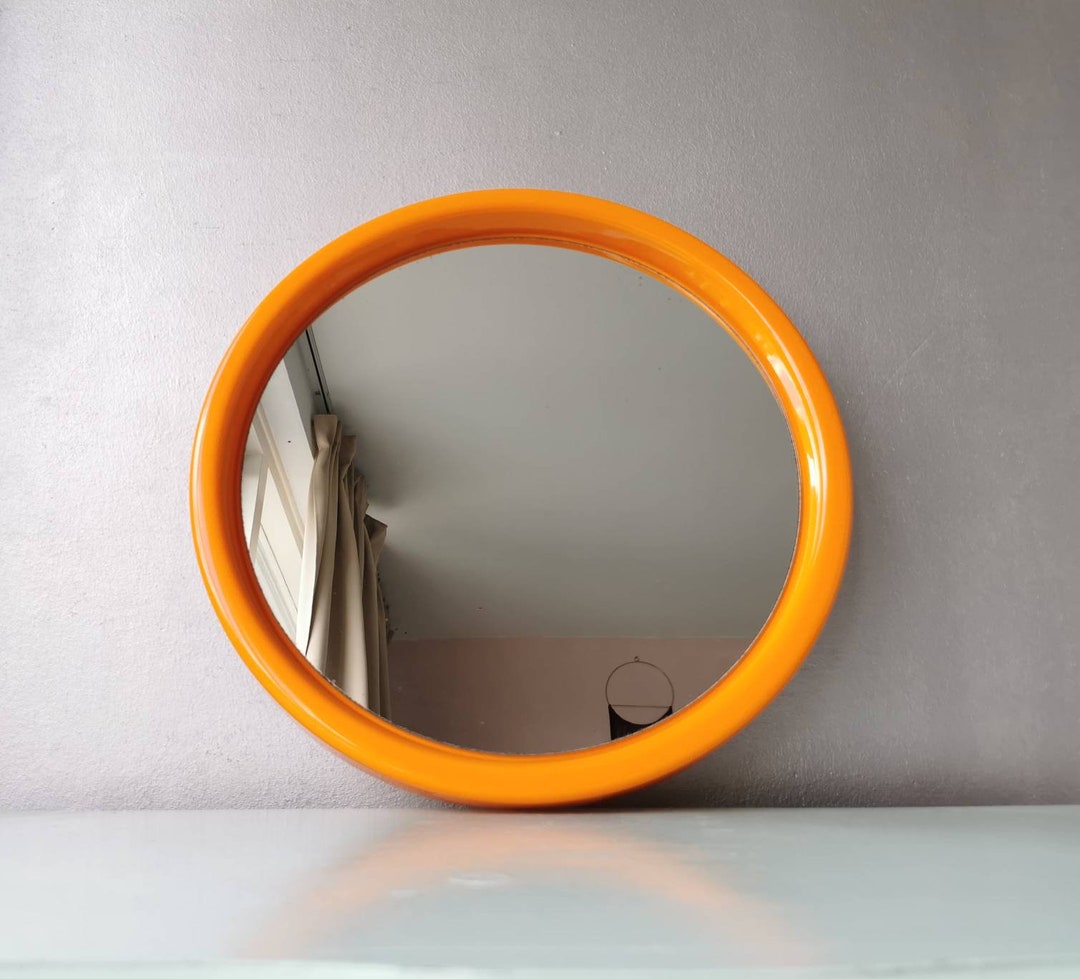 Vintage Plastic Orange Round Mirror, 1970s - Etsy