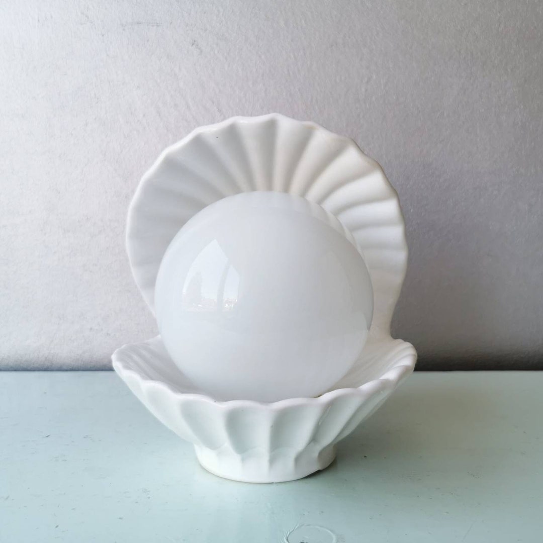 Vintage Ceramic Table Lamp Shell/oyster With Pearl 80s - Etsy