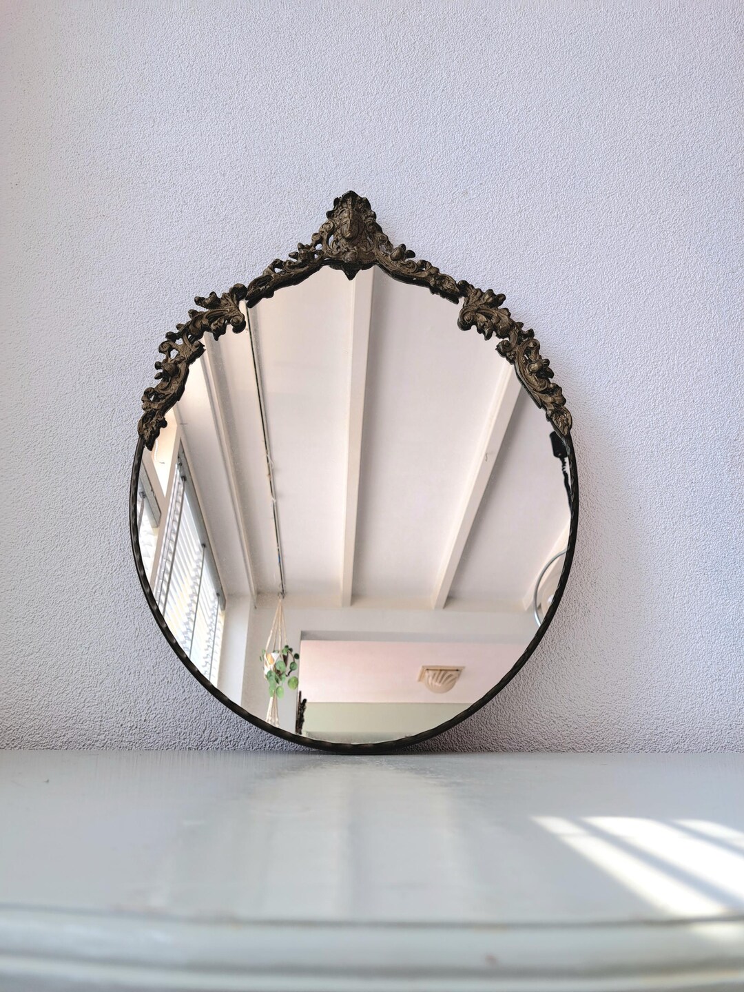 Art Deco Style Cast Iron Oval Mirror, 1960s - Etsy