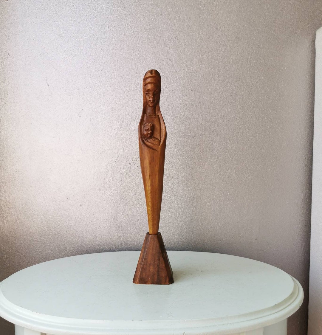 Vintage Wooden Statue Maria With Child, 70s - Etsy
