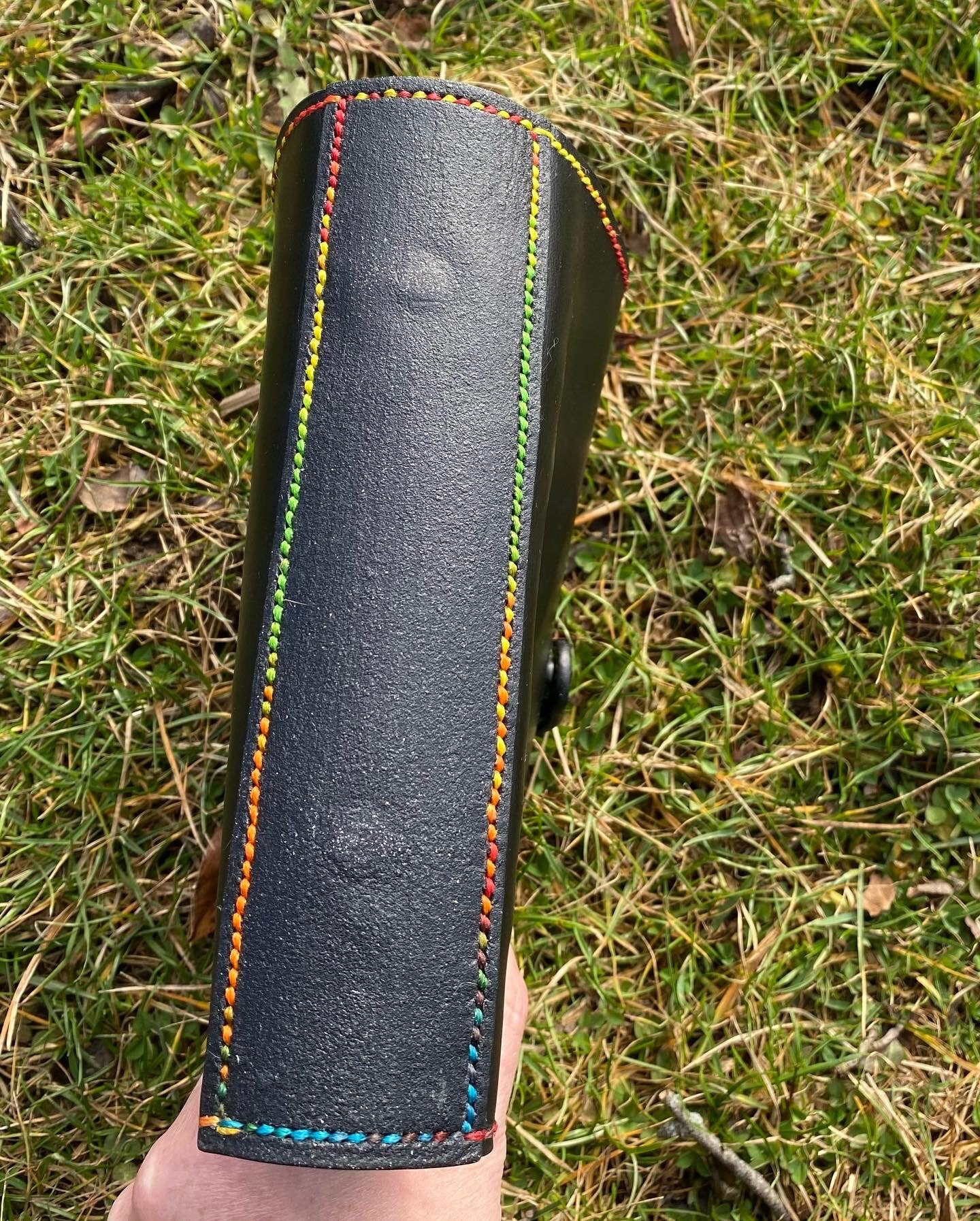Leather Binder Notebook, Ringed Planner, Black Leather Journal, Rainbow ...