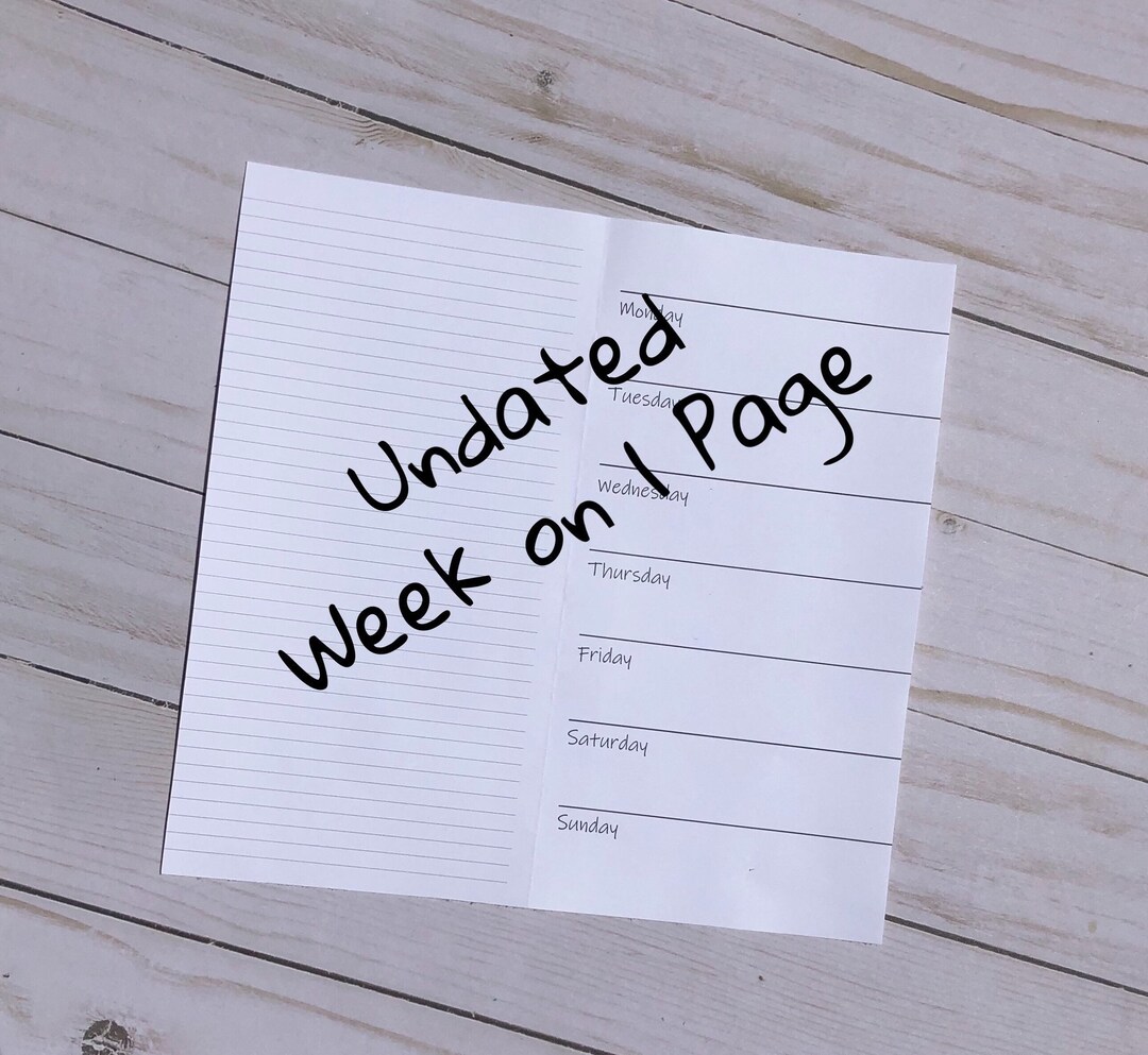 Undated Custom Travelers Notebook Insert, Refill Notebook, Weekly ...