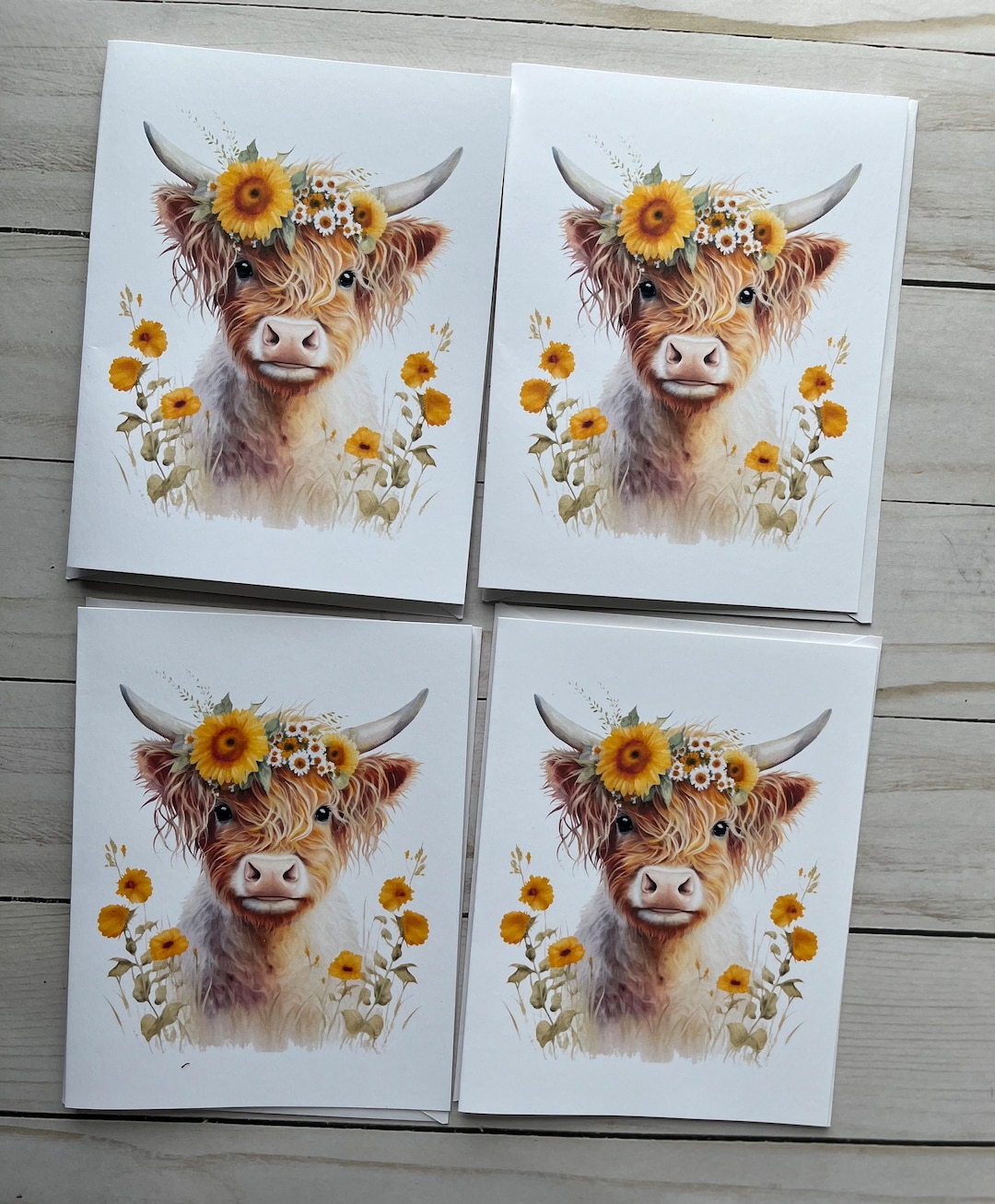 Watercolor Highland Cow Blank Notecards With Envelopes, Greeting Cards ...