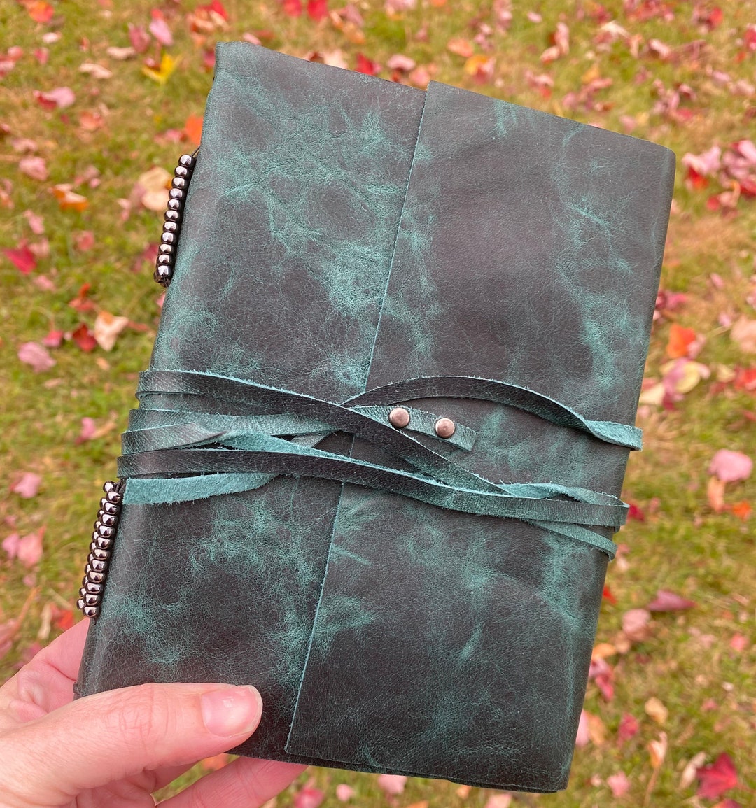 Leather Journal, Mixed Media Leather Art Journal, Black Page Notebook ...