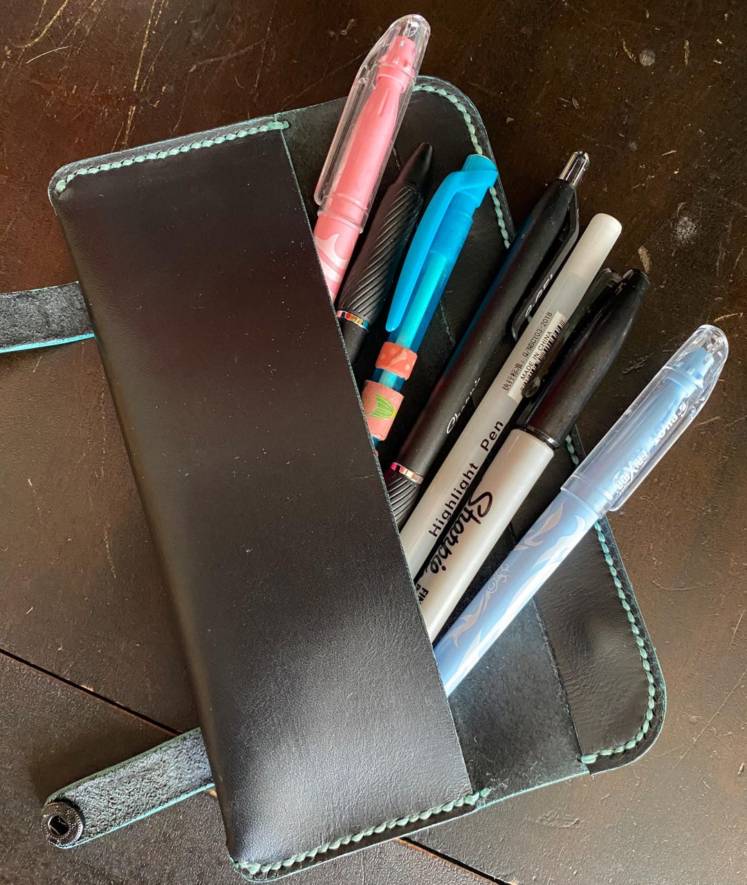 Leather Pen Case, Leather Pencil Pouch, Leather Pen Sleeve, Stationery ...