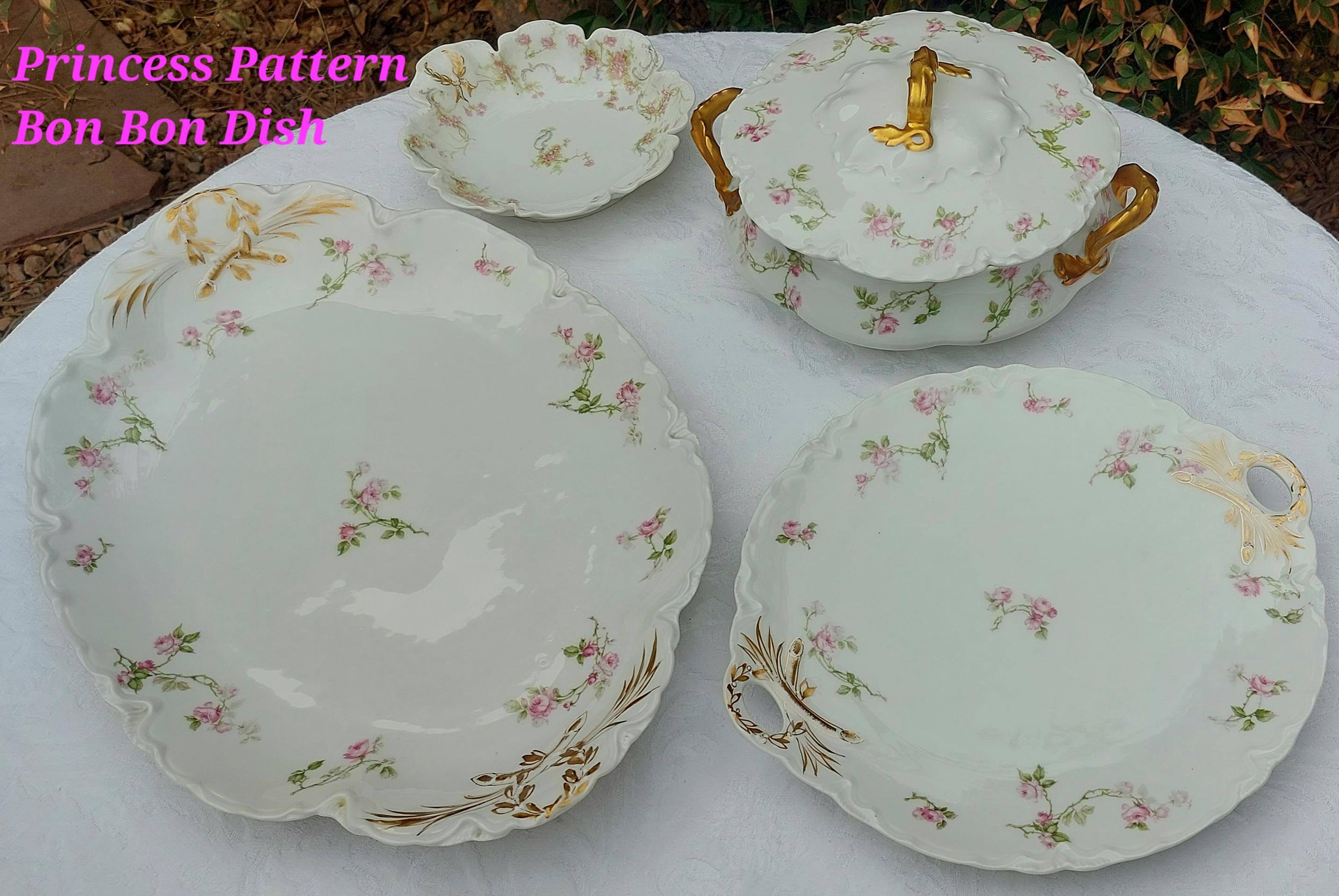 Haviland Schleiger Limoges Pink Flower Porcelain Plates, Creamer Sugar ...