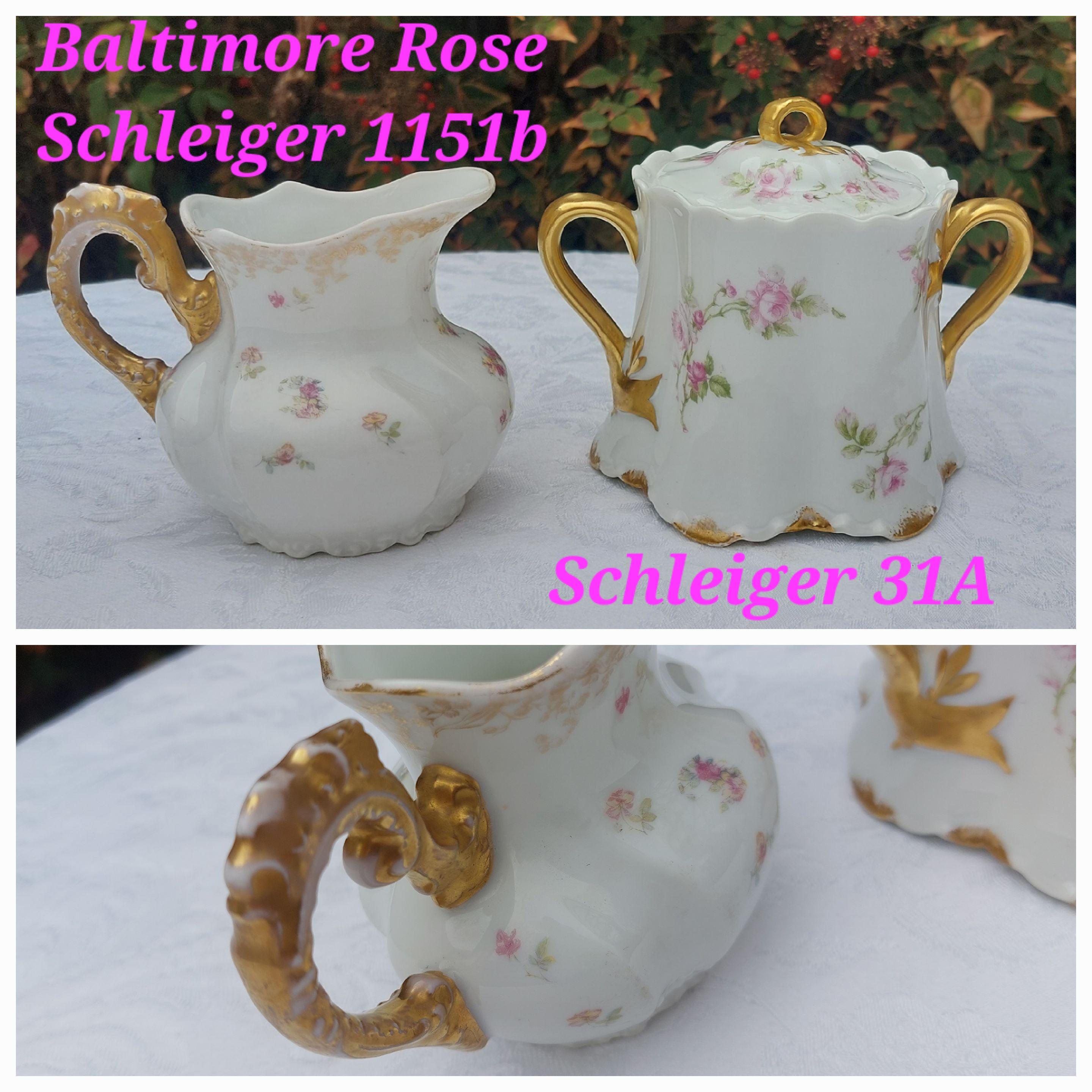 Haviland Schleiger Limoges Pink Flower Porcelain Plates, Creamer Sugar ...
