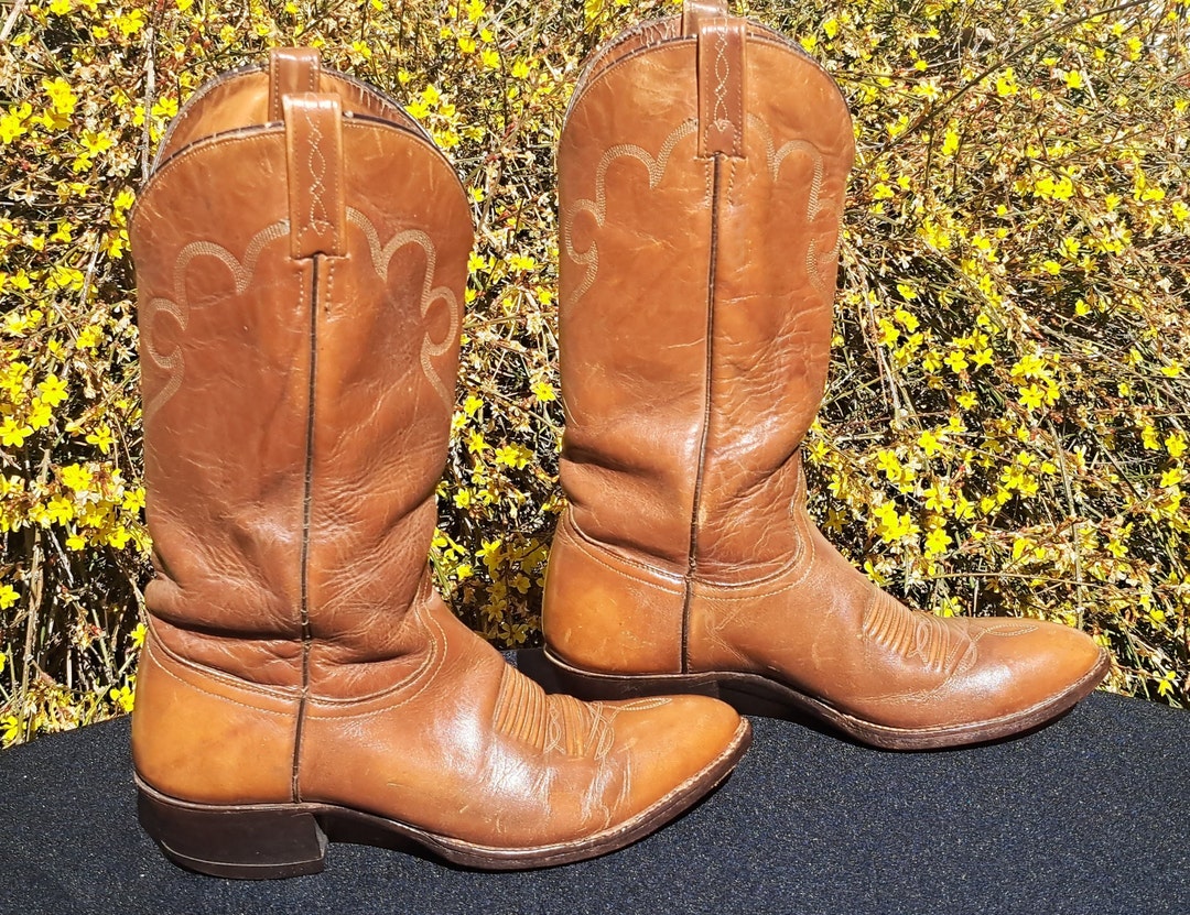 J. Chisholm Vintage Brown Leather Western Boots Men's 9.5 Handcrafted ...