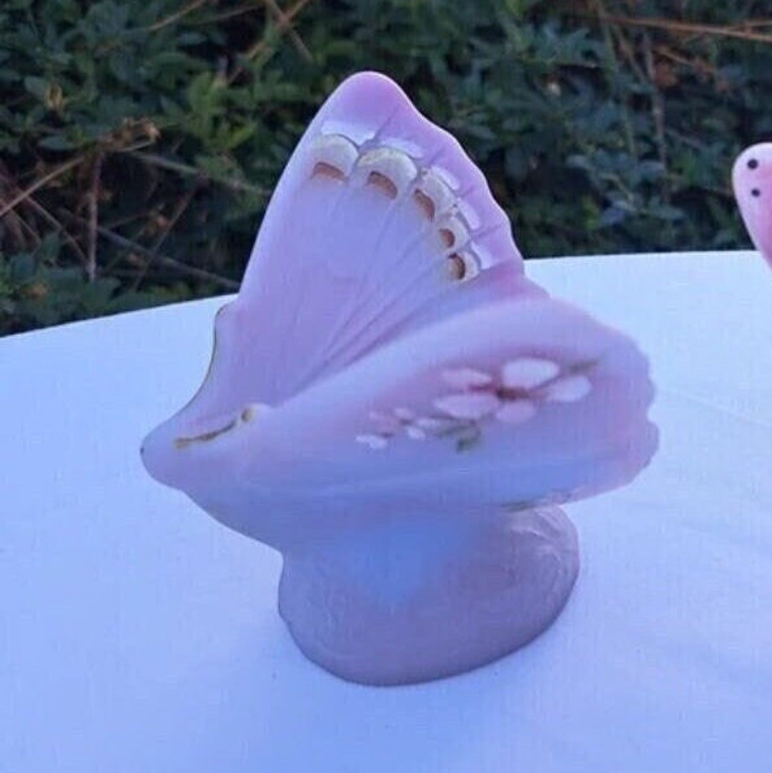 Fenton Signed Burmese Blue Cherry Blossom Butterfly - Etsy