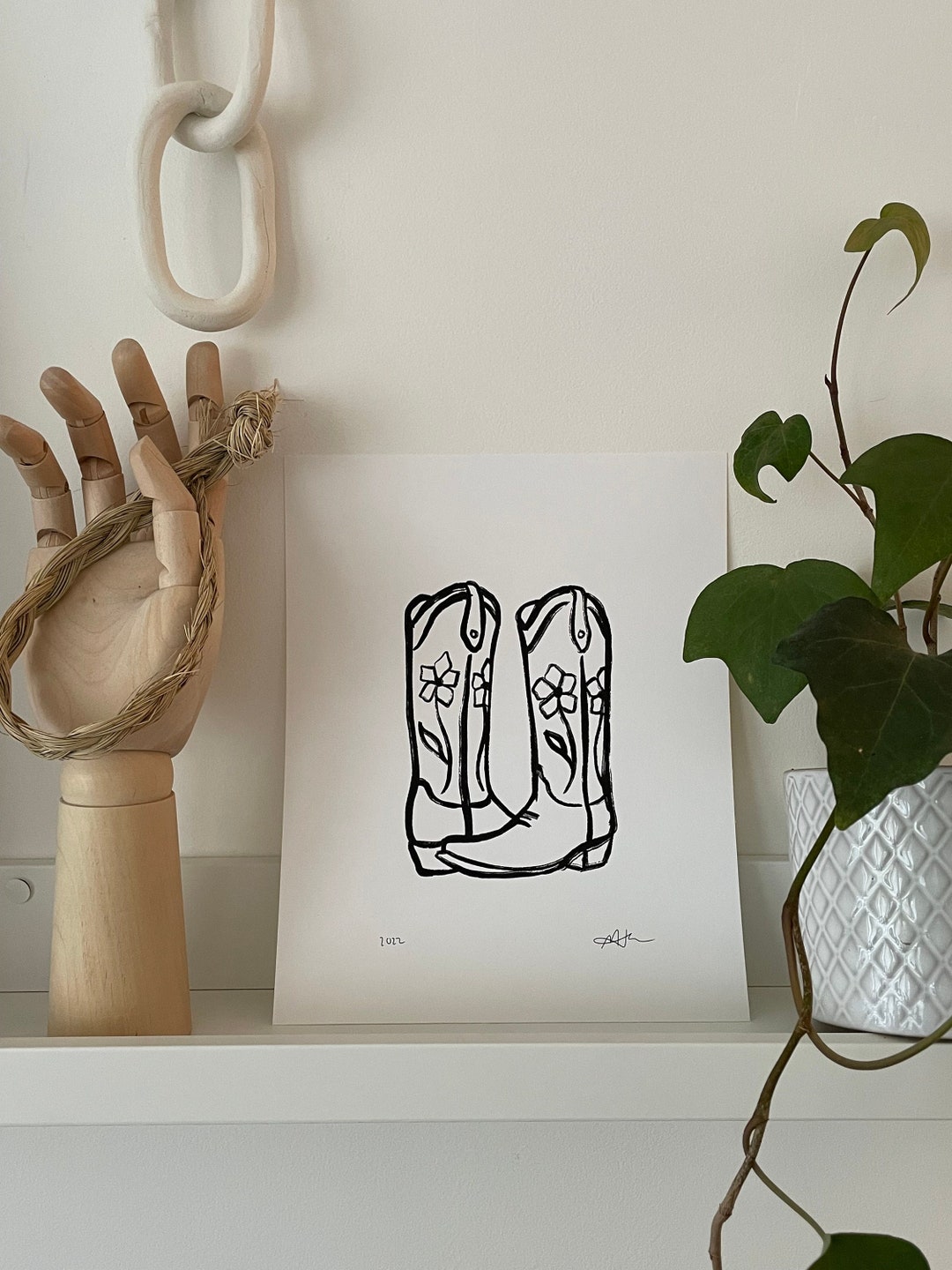 Floral Cowboy Boot Print - Etsy