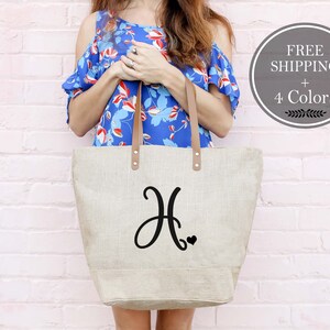 Monogrammed Tote Bag Cursive Letter Christmas Gifts From - Etsy