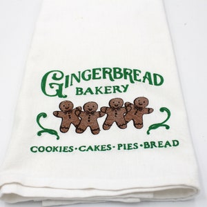 Tea Towel Embroidered, Gingerbread Towel, Kitchen Decor, Decorative ...