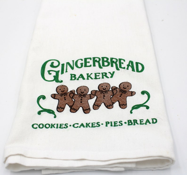 Tea Towel Embroidered, Gingerbread Towel, Kitchen Decor, Decorative ...