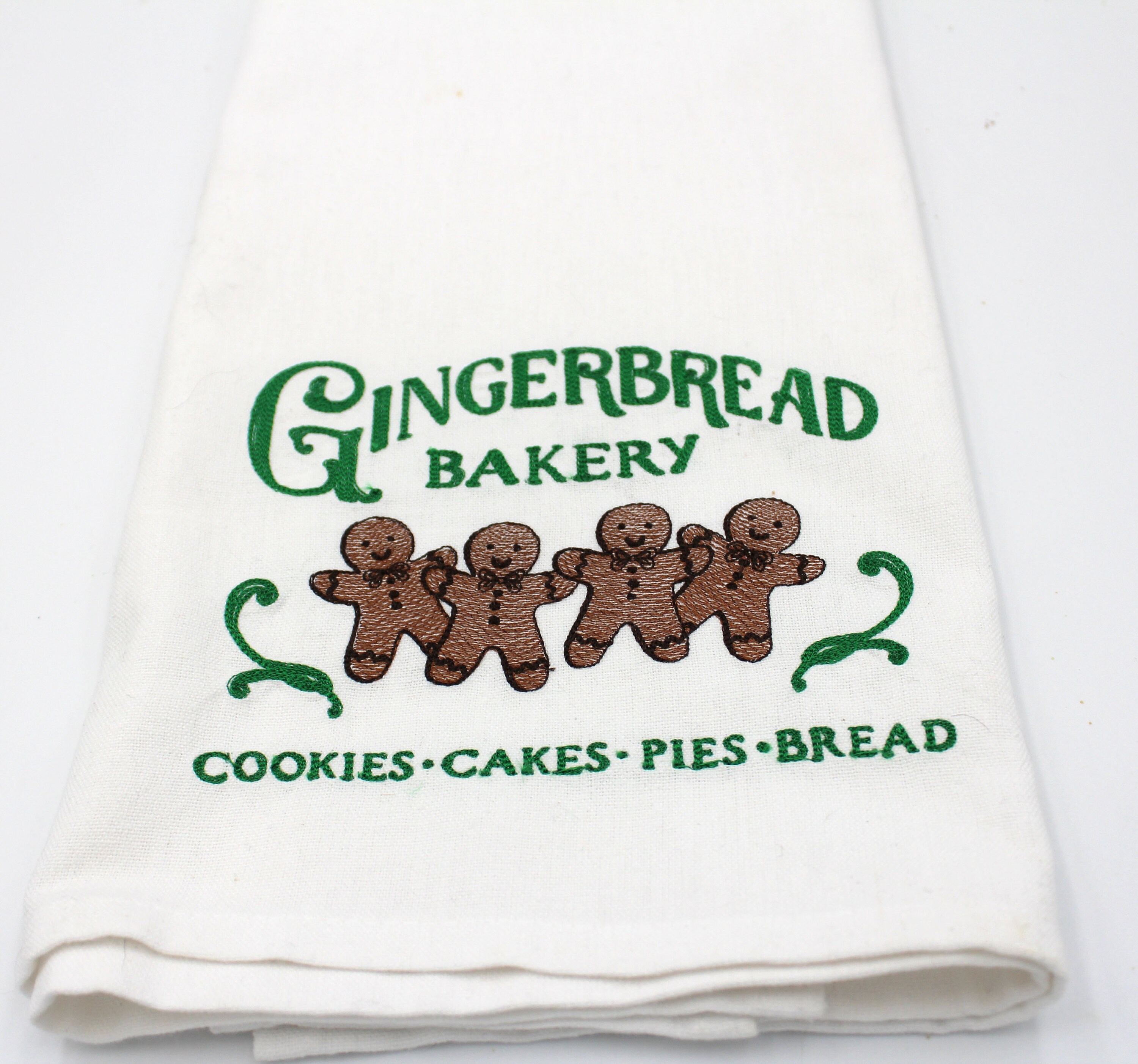 Tea Towel Embroidered, Gingerbread Towel, Kitchen Decor, Decorative ...