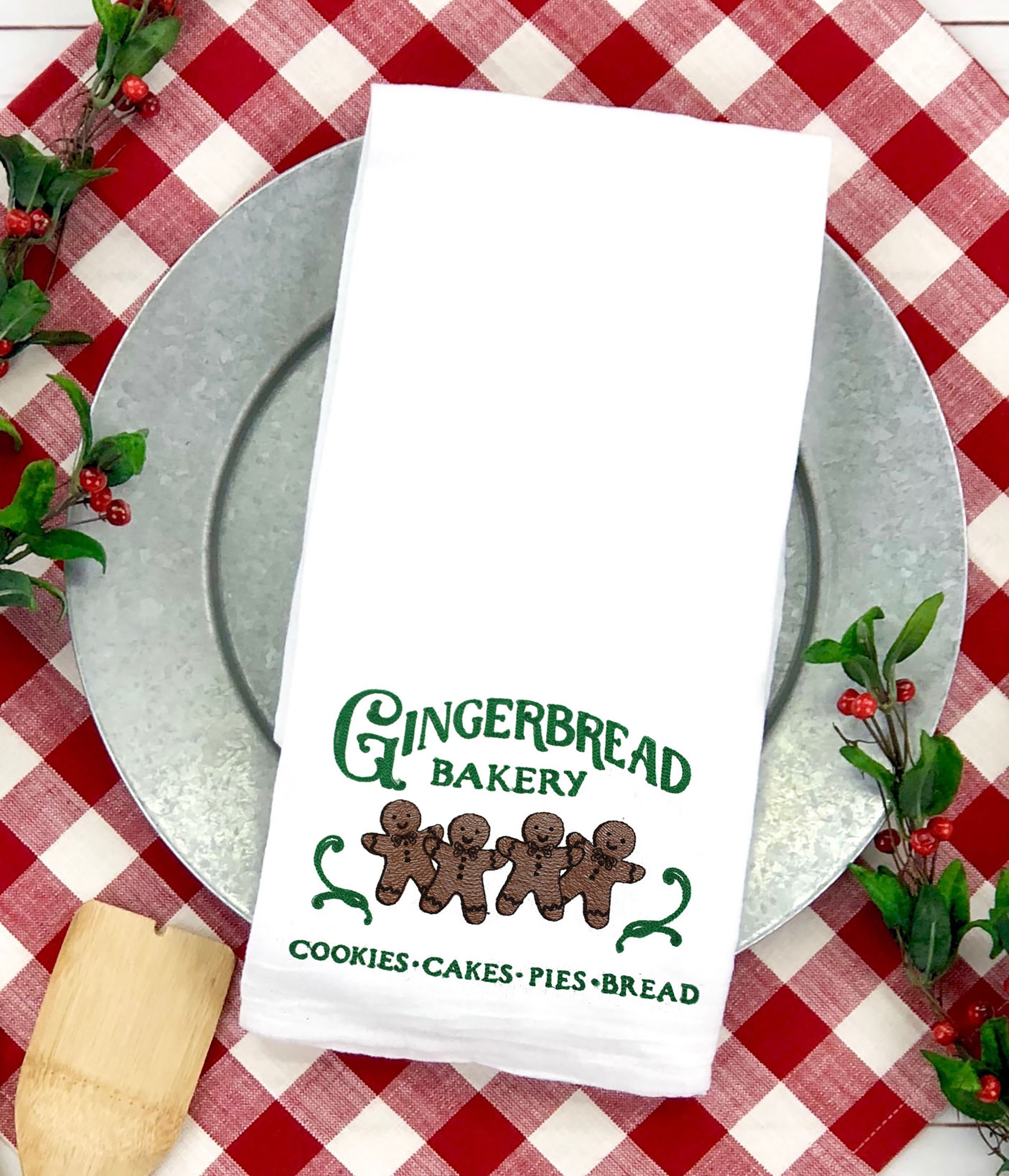 Tea Towel Embroidered, Gingerbread Towel, Kitchen Decor, Decorative ...