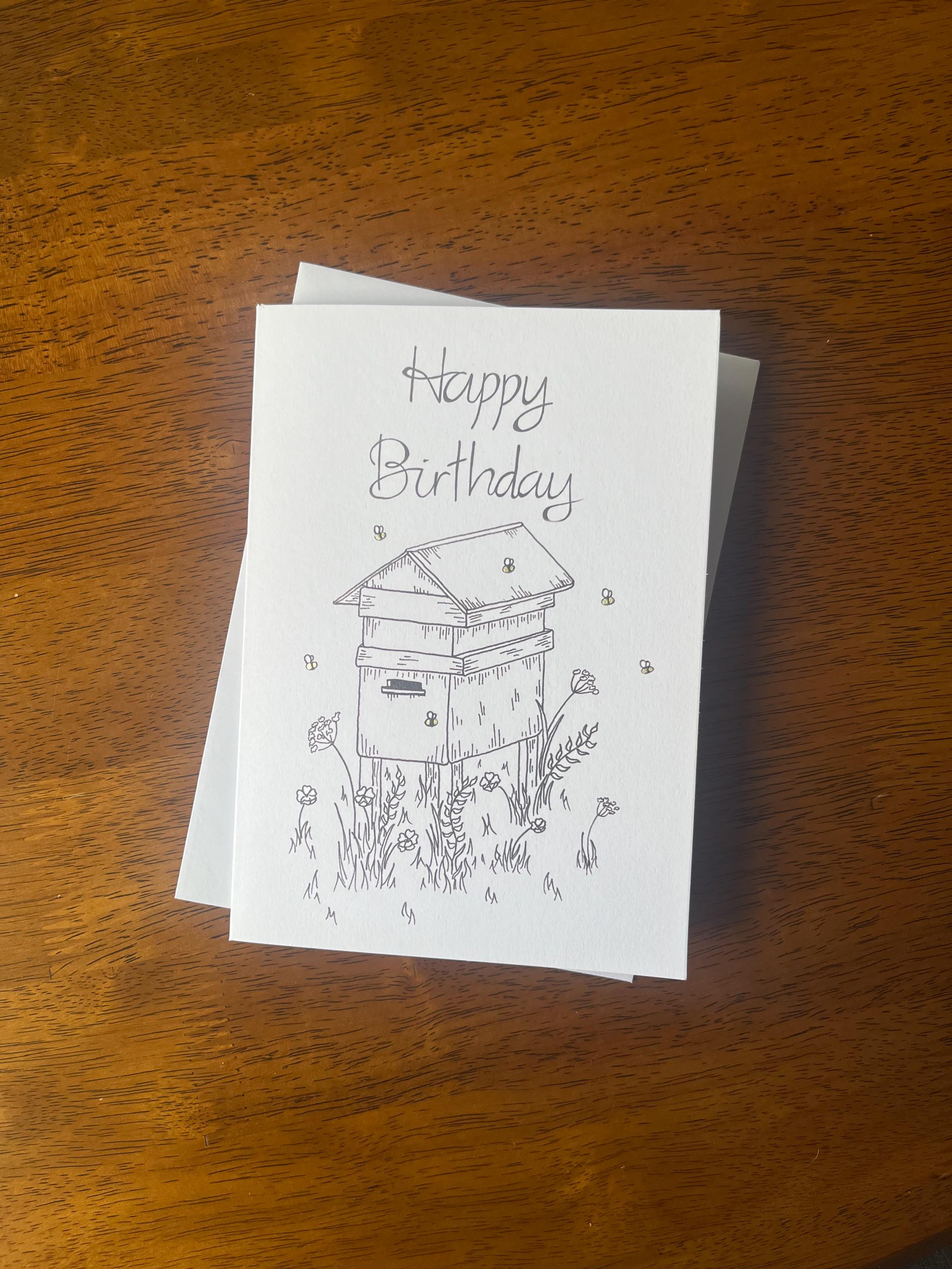 Beehive With Golden Bees Card, Homemade and Personalisation Available ...